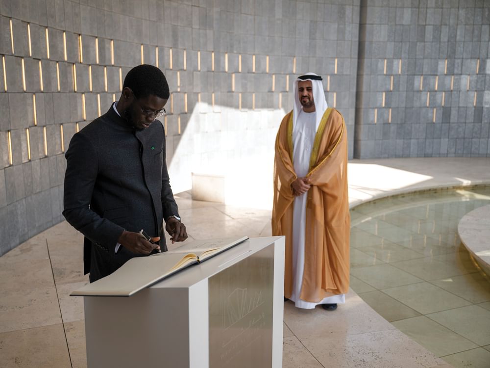 Theyab bin Mohamed bin Zayed receives President of Senegal at Wahat Al ...