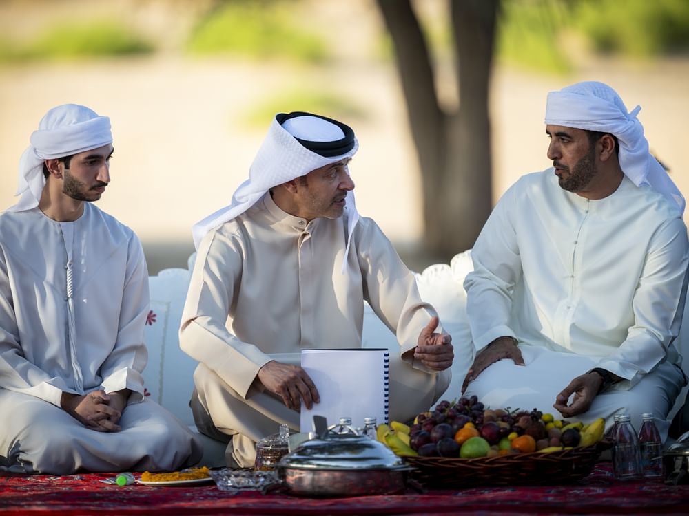 Hazza bin Zayed visits martyrs’ sons at Al Fakhr Winter Camp in Remah ...